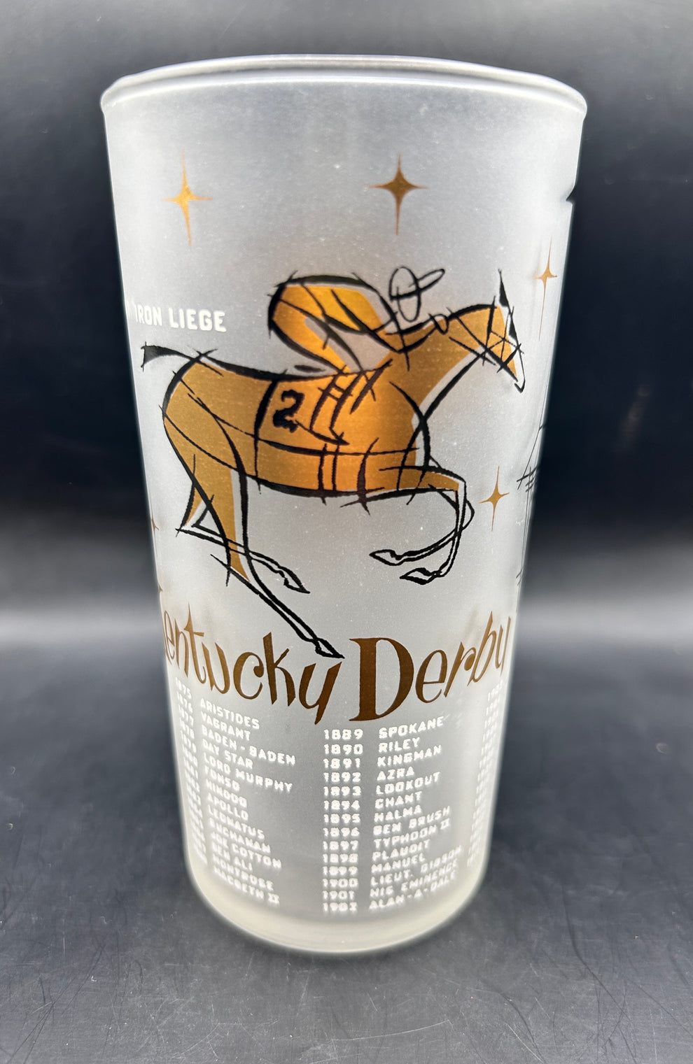 1958 Kentucky Derby Glass: Iron Liege – Derby Glass Warehouse, LLC