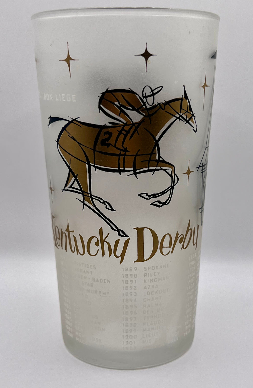 1958 Kentucky Derby Glass: Iron Liege – Derby Glass Warehouse, LLC