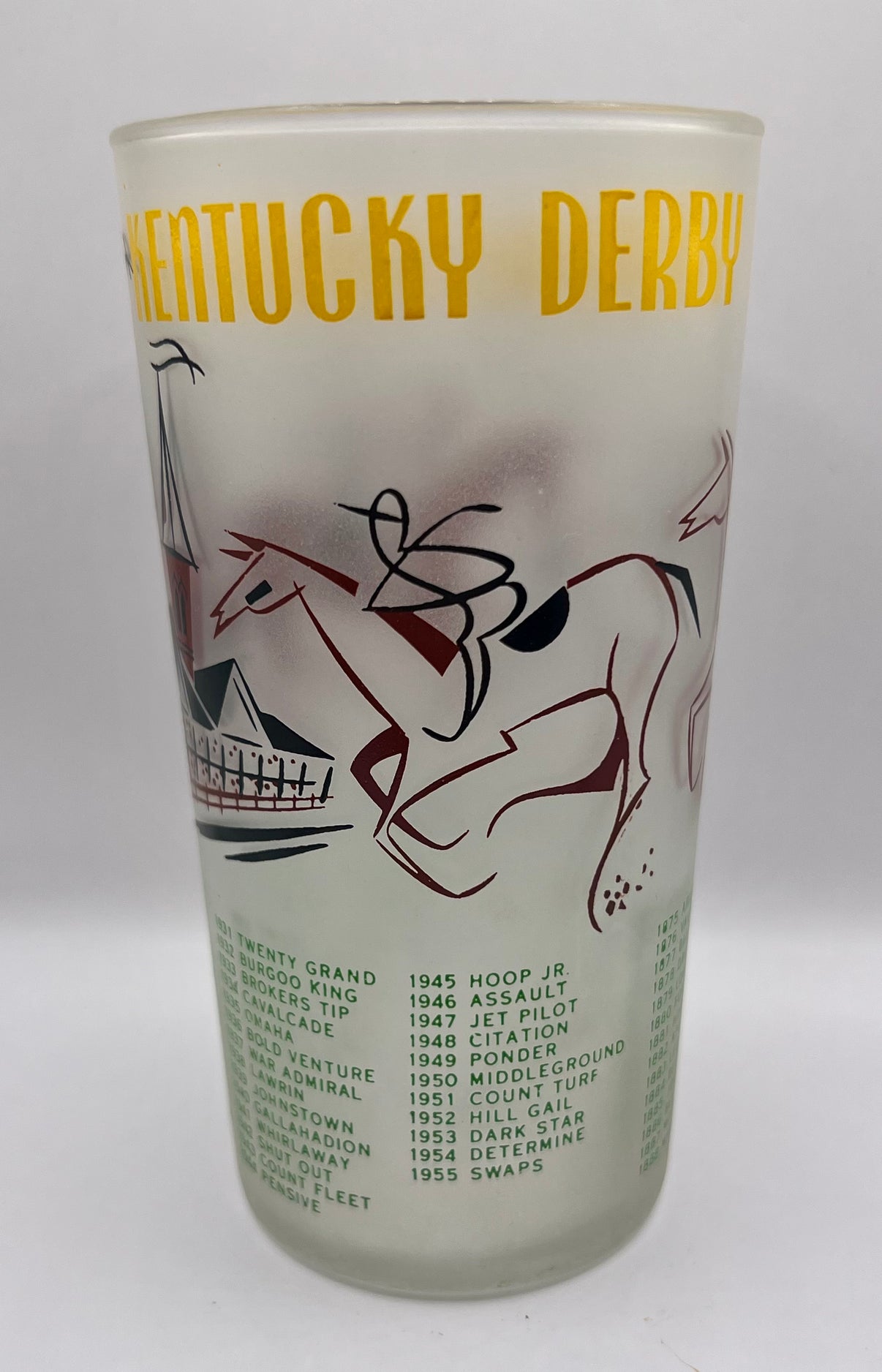 1956 Kentucky Derby Glass: Headless Jockey – Derby Glass Warehouse, LLC